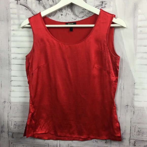Escada | Tops | Escada Cherry Red Silk Tank Top | Poshmark